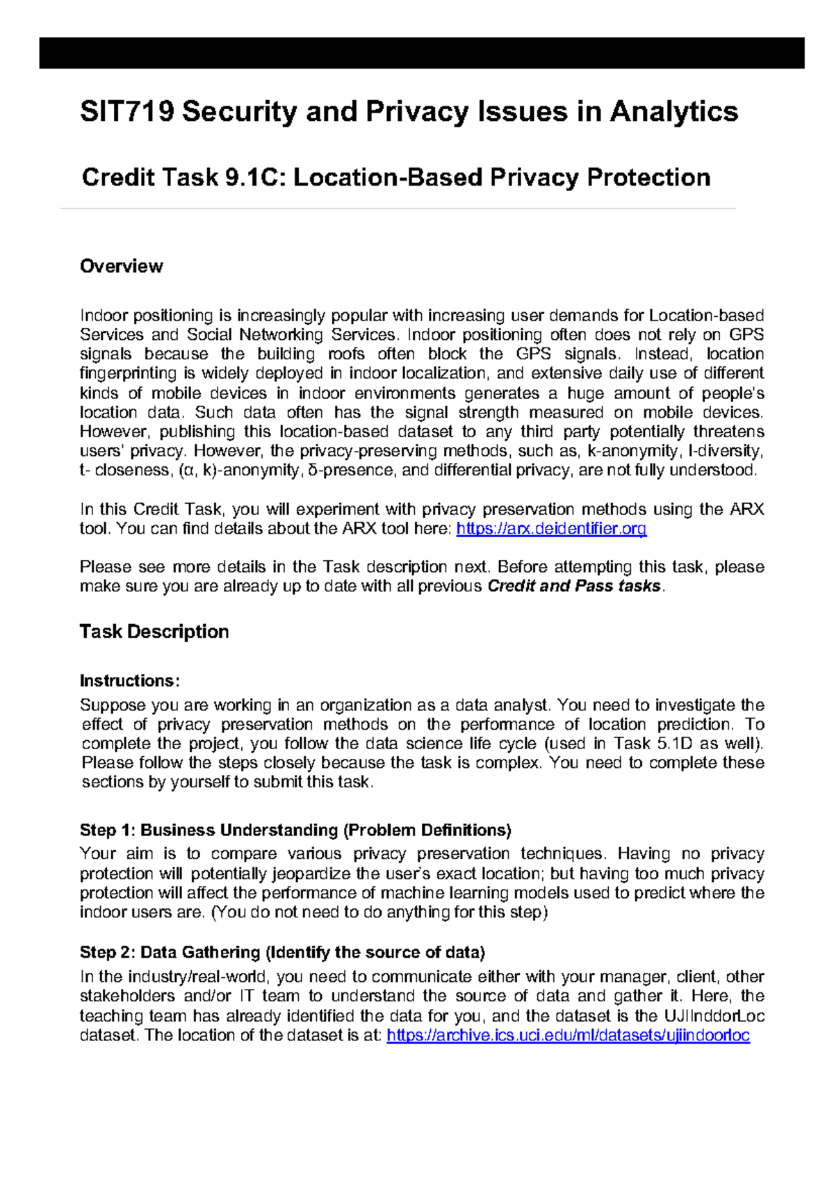 SIT719-9.1C - Cyber Security - SIT719 Security and Privacy Issues in Analytics Credit Task 9 ...