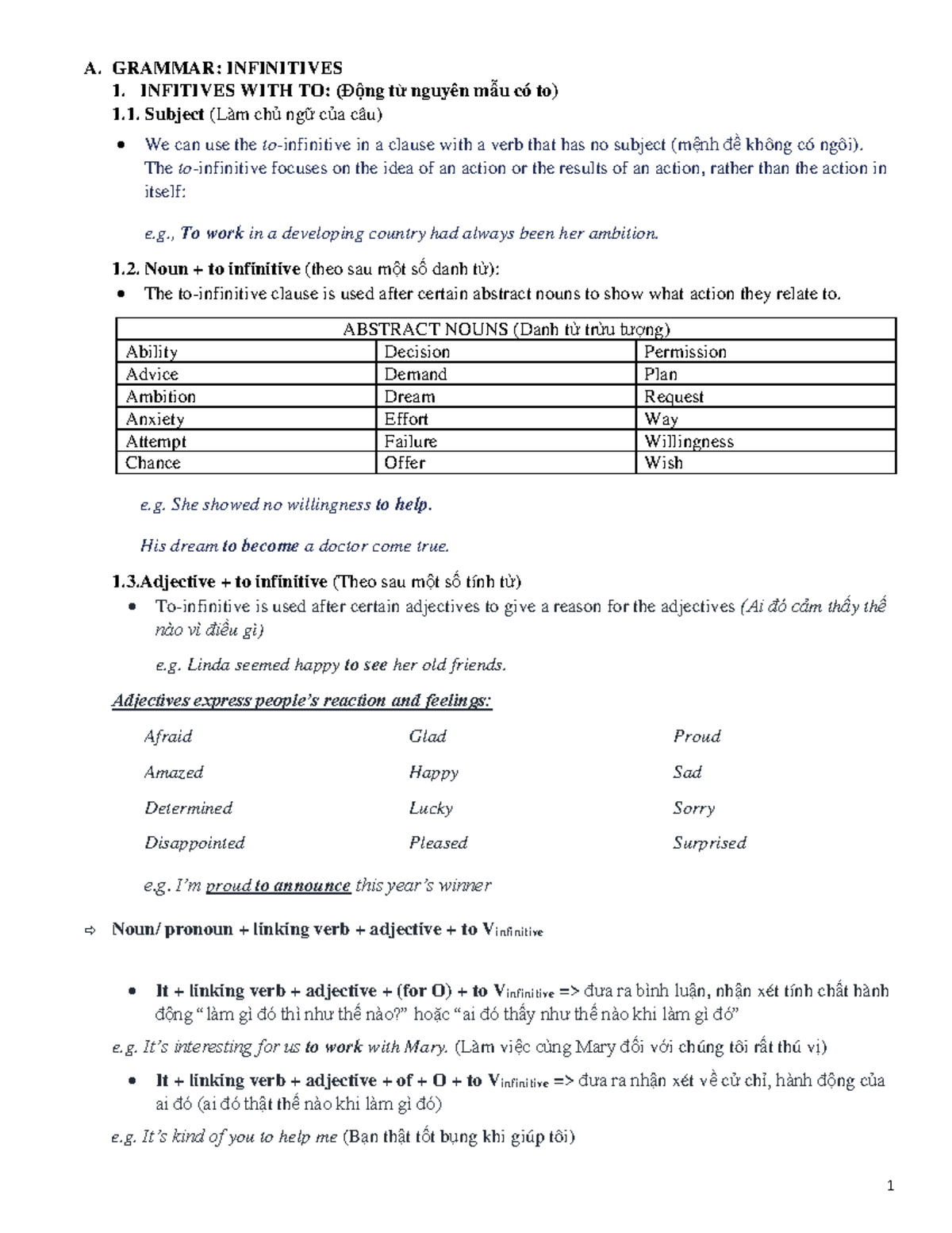 Infinitives Practice - This assignment is used by 1st year students - A ...