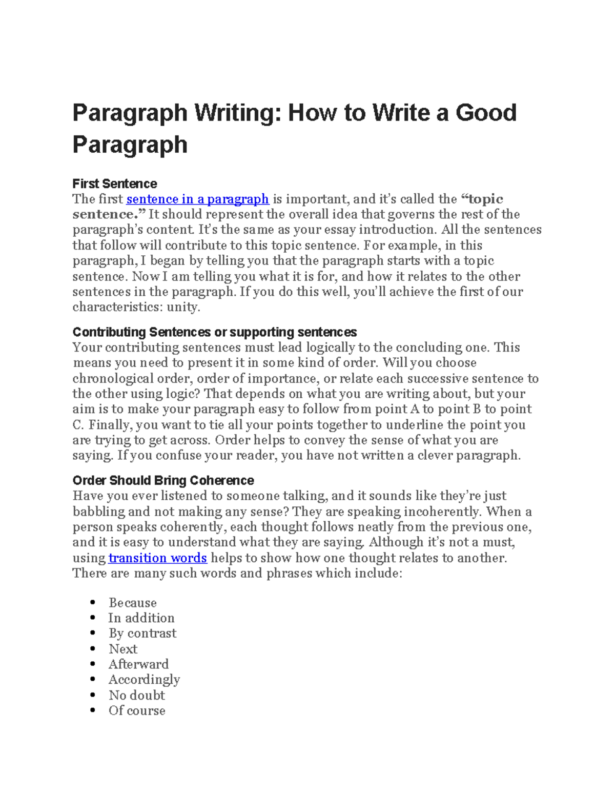 Paragraph - english cours - Paragraph Writing: How to Write a Good ...