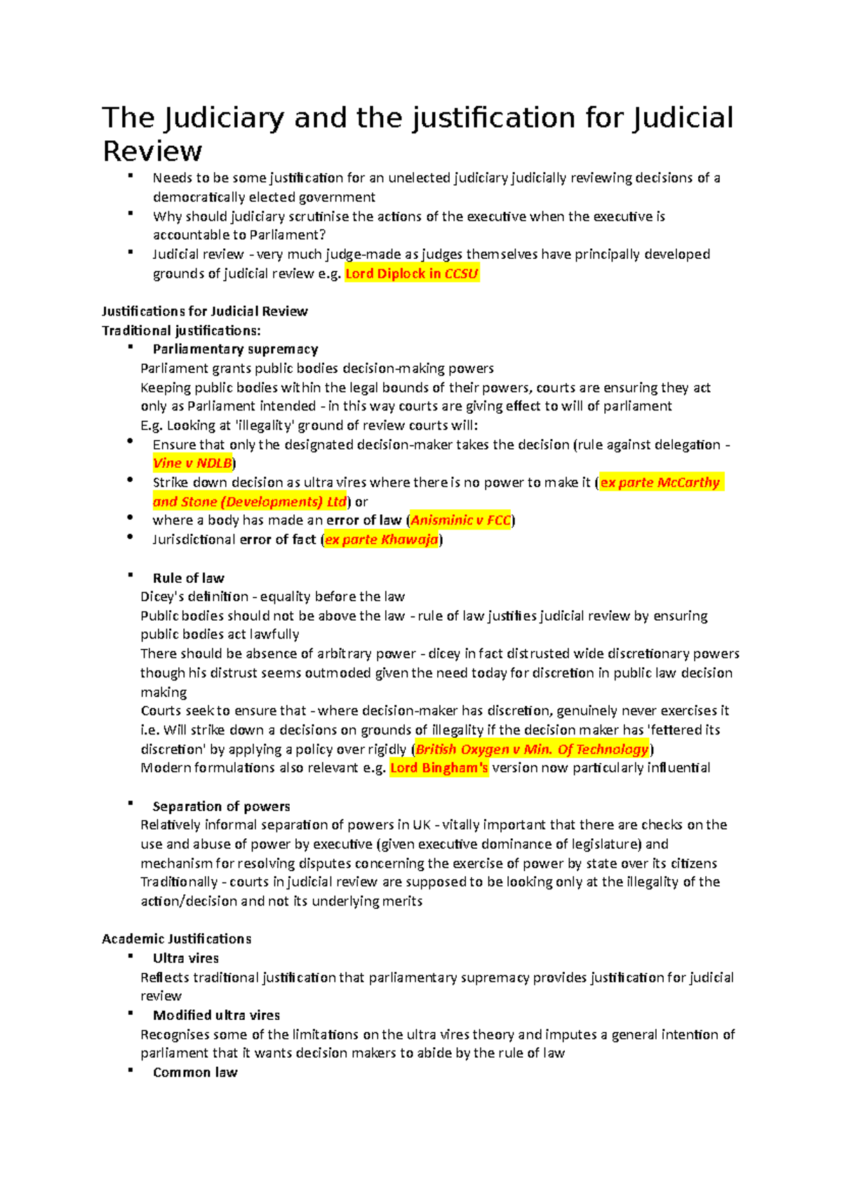 The Judiciary and the justification for Judicial Review - Lord Diplock ...