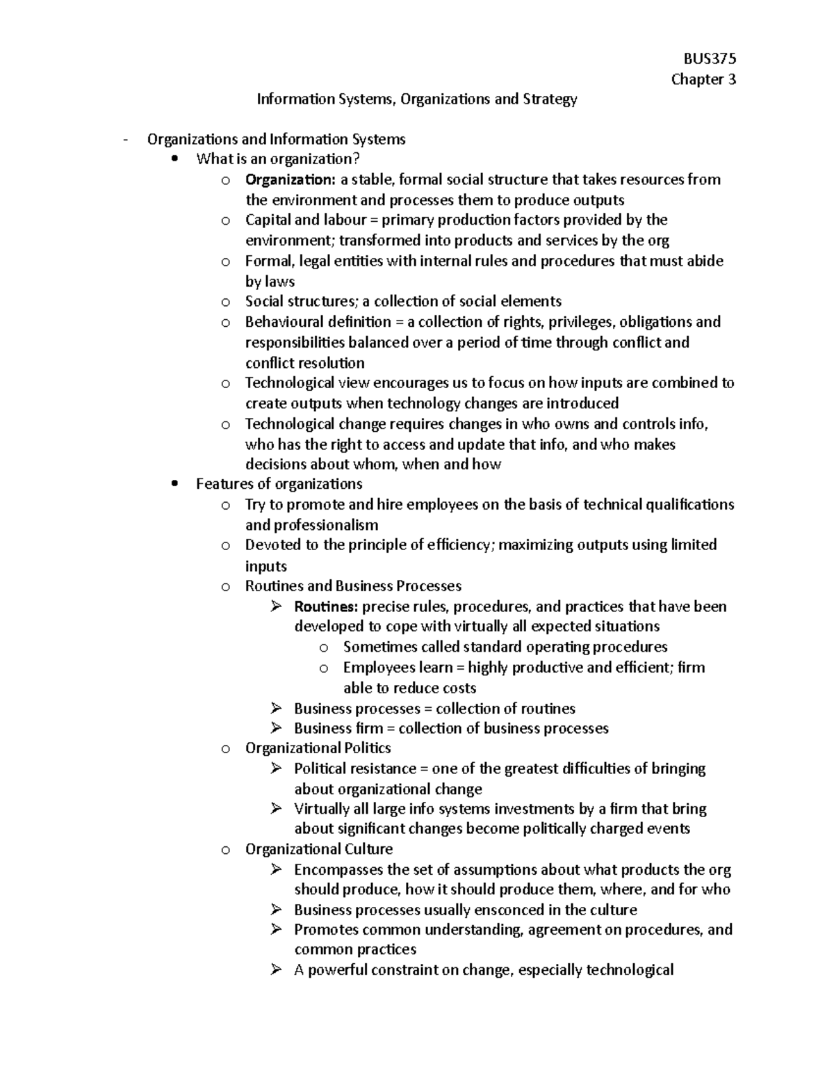 Chapter 3 - Summary Management Information Systems - Chapter 3 ...