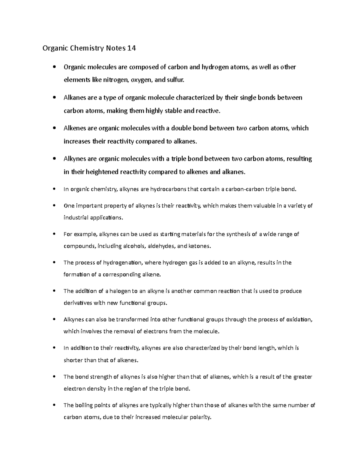 Organic Chemistry Notes 14 - Alkanes are a type of organic molecule ...