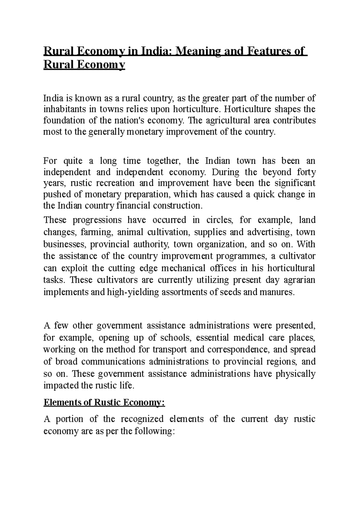 Rural Economy in India - Horticulture shapes the foundation of the ...