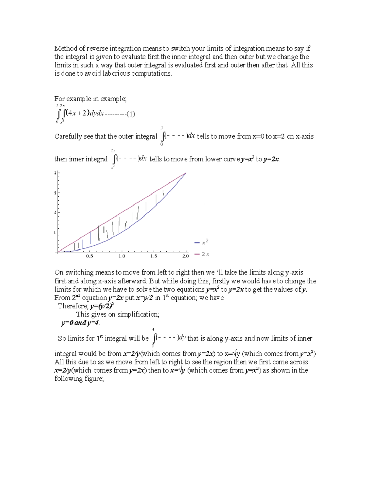 Double integral - .... - Method of reverse integration means to switch ...