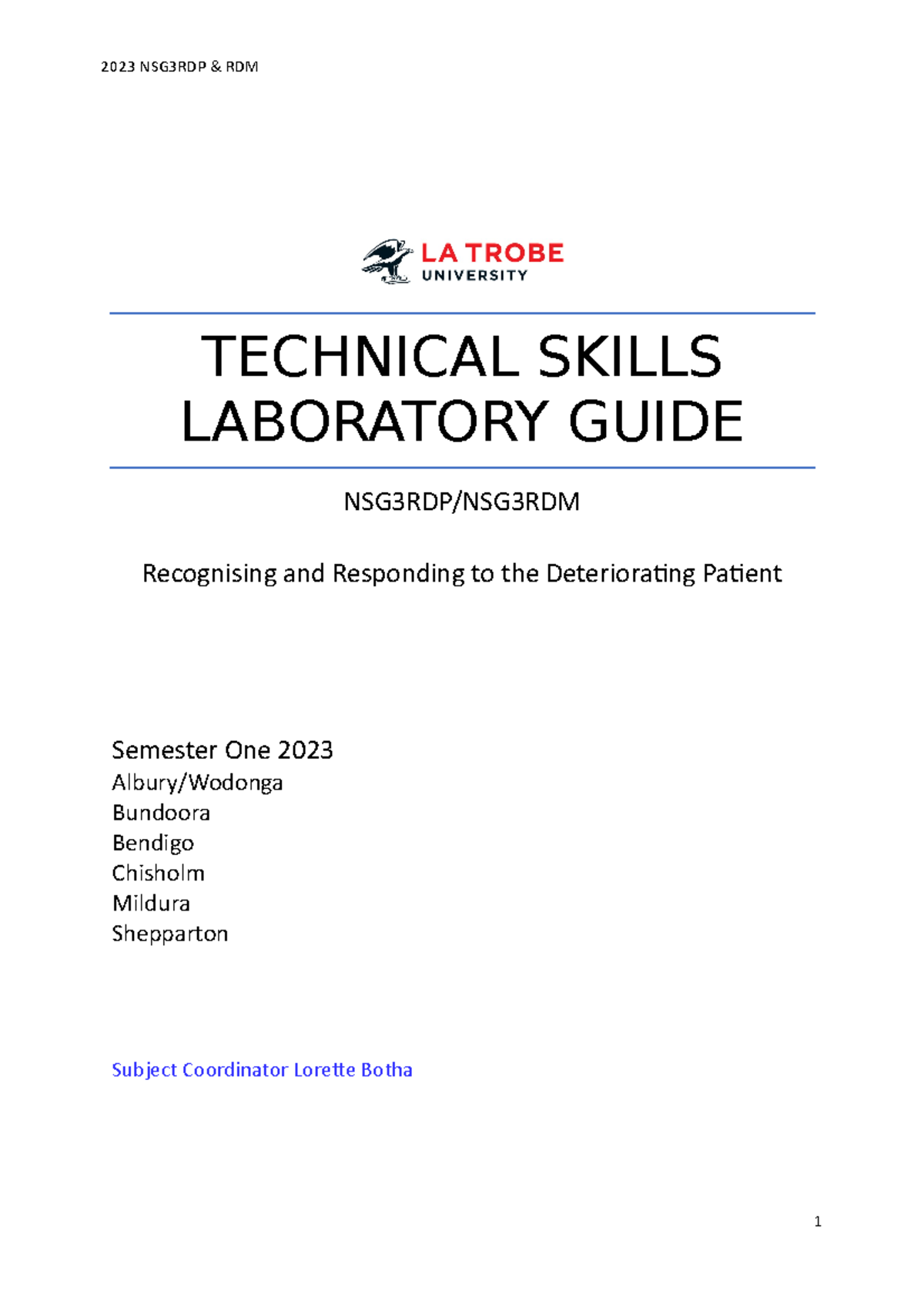 LAB guide - 2023 NSG3RDP & RDM TECHNICAL SKILLS LABORATORY GUIDE ...