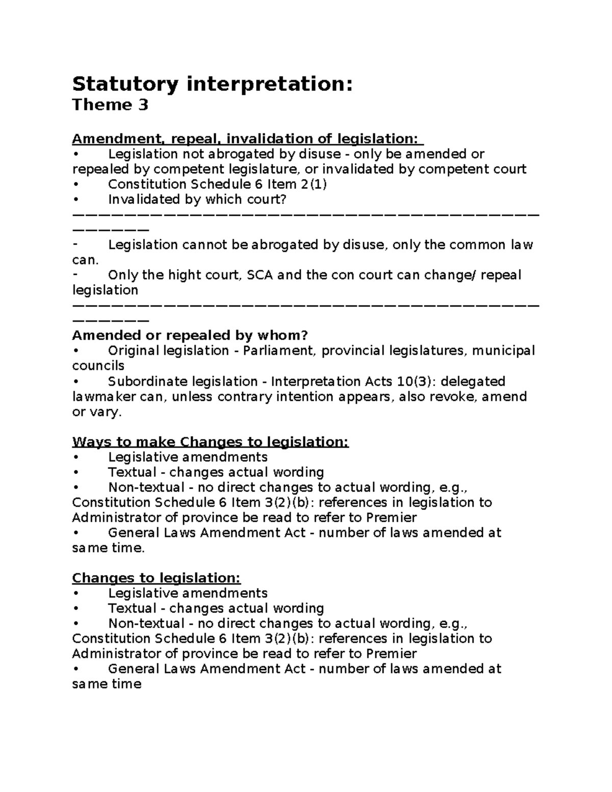 Statutory interpretation - Statutory interpretation: Theme 3 Amendment, repeal, invalidation of ...