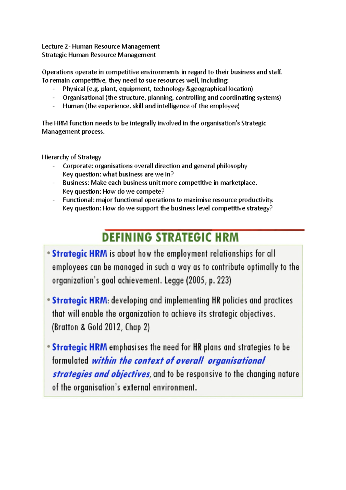 Lecture 2- Human Resource Management - Lecture 2- Human Resource ...