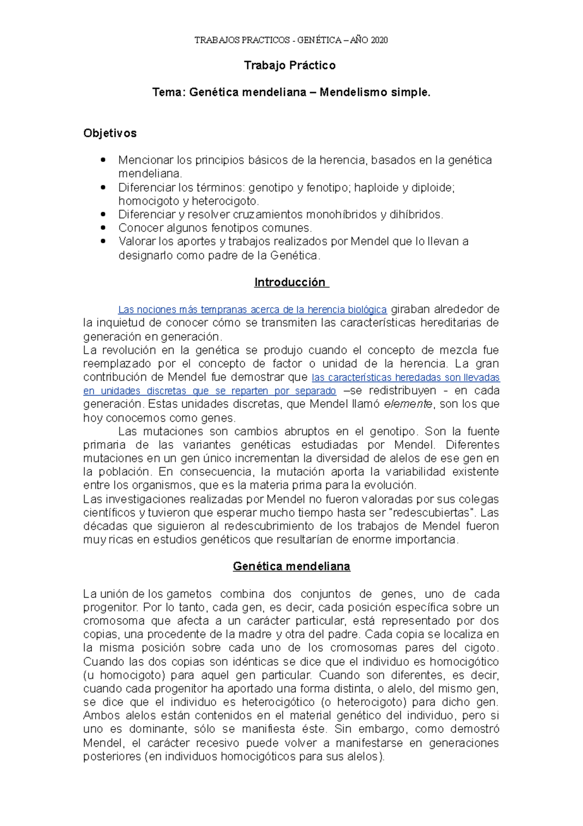 TP- Mendel - Trabajo Práctico Tema: Genética mendeliana – Mendelismo ...