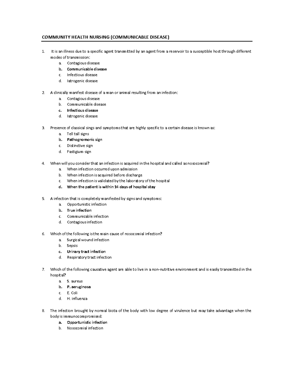 Communicable Disease - Community Health Nursing - Bachelor of Science ...