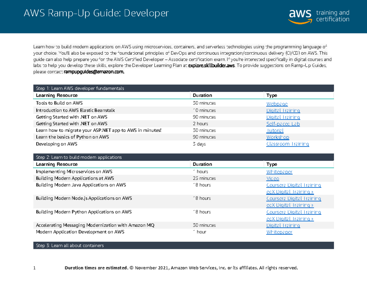 Ramp-Up Guide Developer - Learn how to build modern applications on AWS using microservices ...
