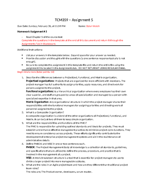 Chapter 2 Assignment - TCM359 – Week 2 Assignment Name: Enter Name Here Homework Assignment # 2 ...