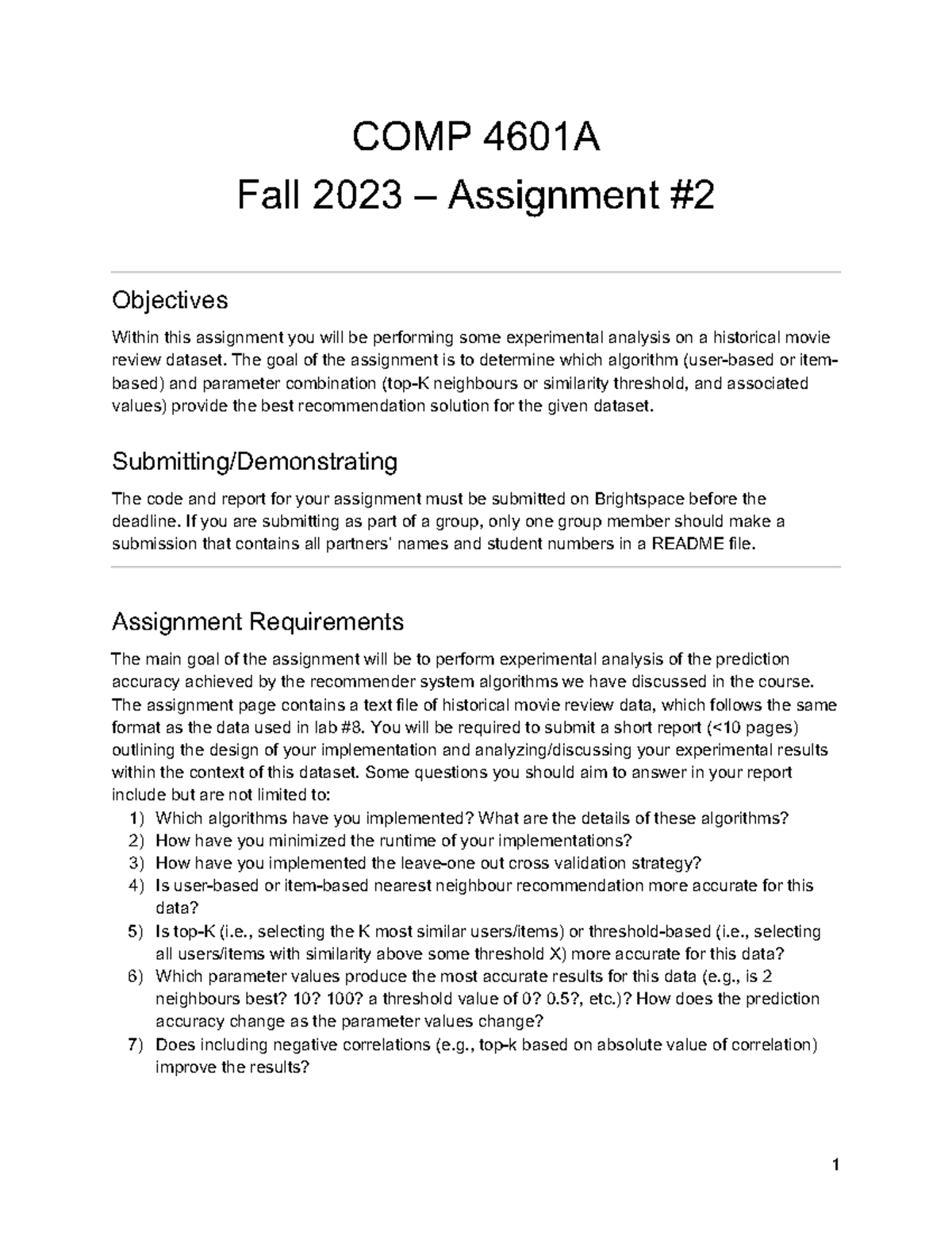 COMP4601-F23-A2 Specification - COMP 4601A – Fall 2023 – Assignment # 2 Due 11:59pm Friday ...