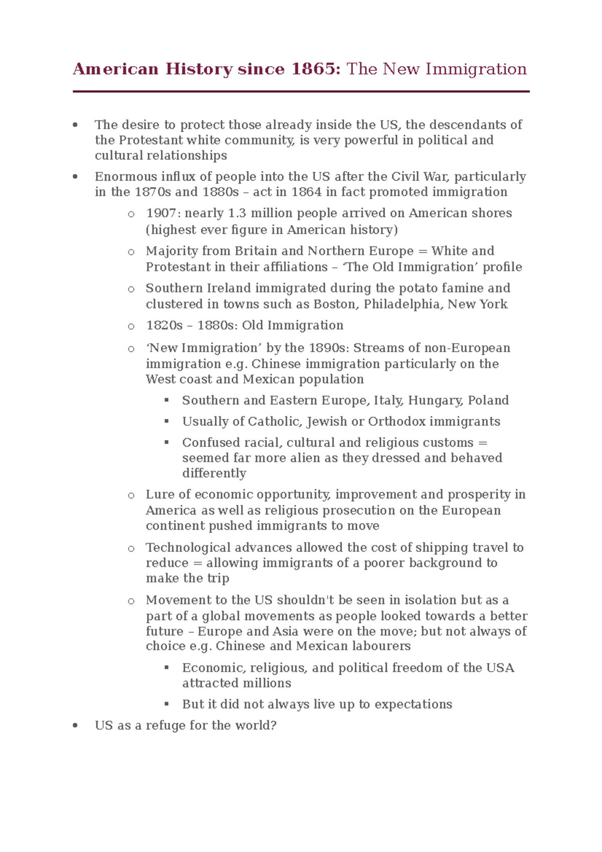 Immigration to the US - American History since 1865: The New ...