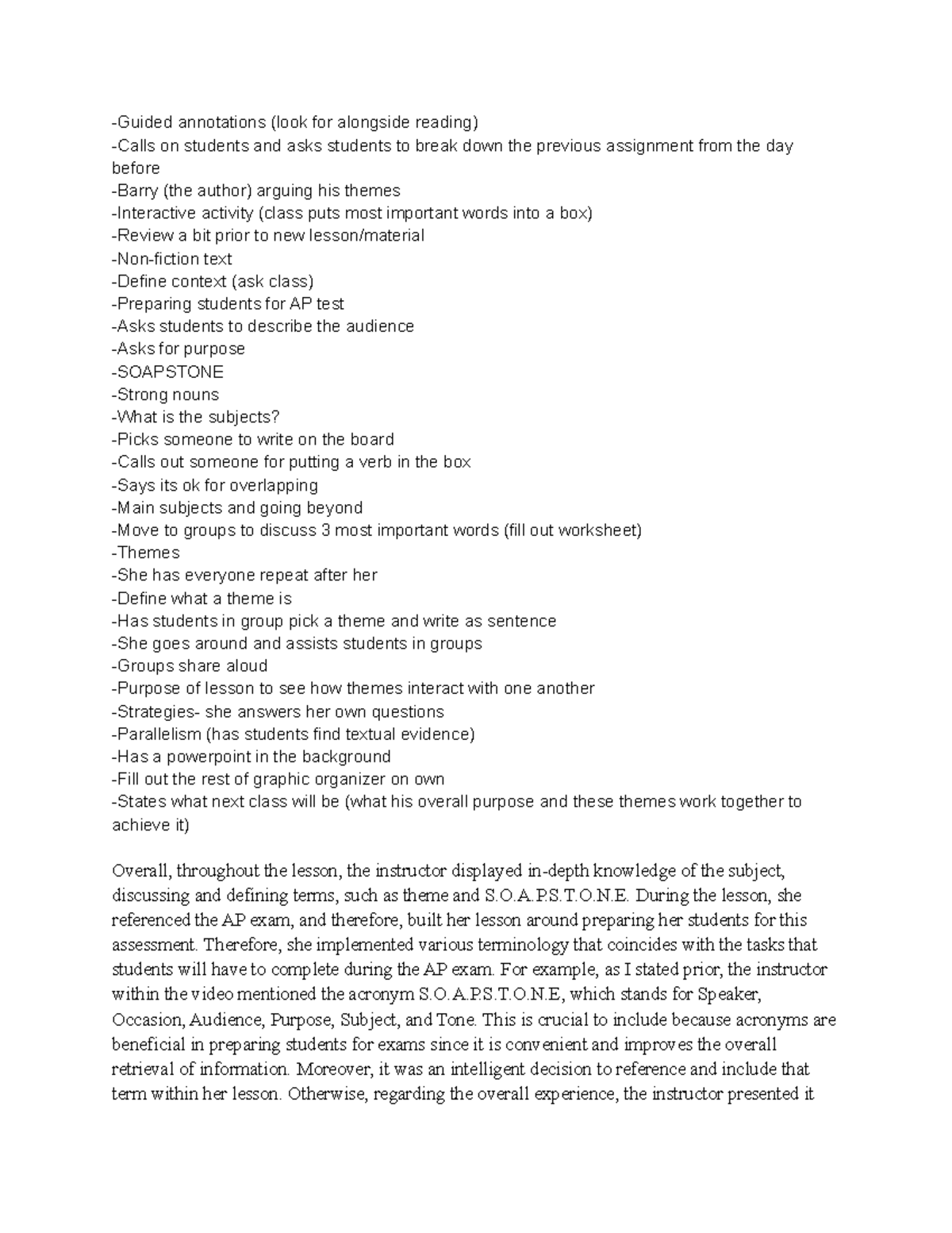 Fieldwork Paper #2 -Guided annotations (look for alongside reading ...