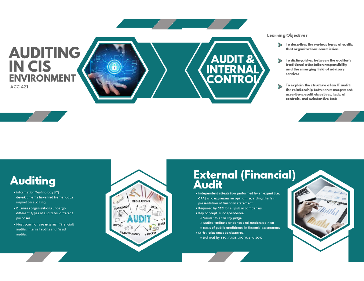 Auditing and Internal Control ppt - AUDITING IN CIS ACC 421 ENVIRONMENT AUDIT & INTERNAL CONTROL ...