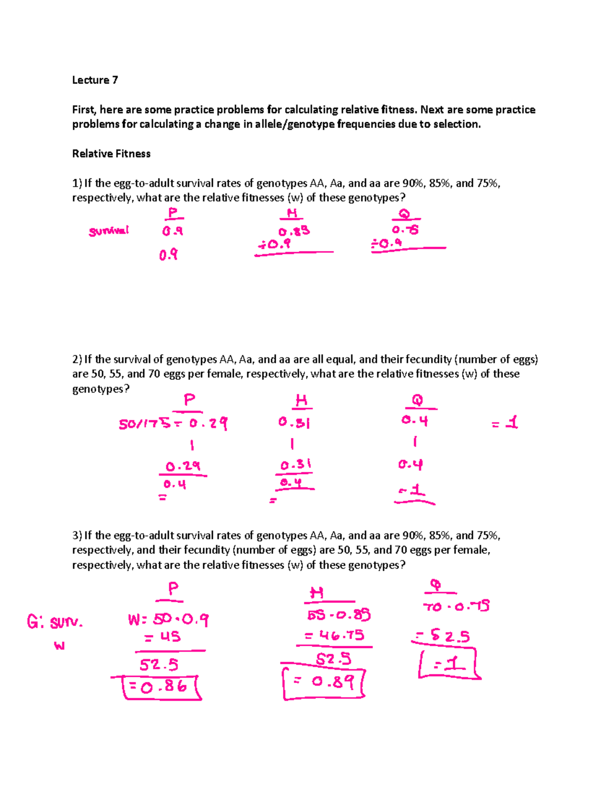 Lecture 7 Practice questions - Lecture 7 First, here are some practice problems for calculating ...