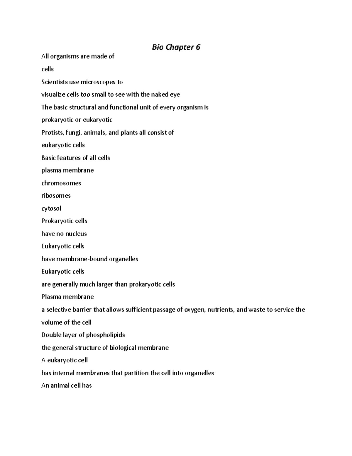 Biology Chapter 6 - Bio Chapter 6 All organisms are made of cells Scientists use microscopes to ...