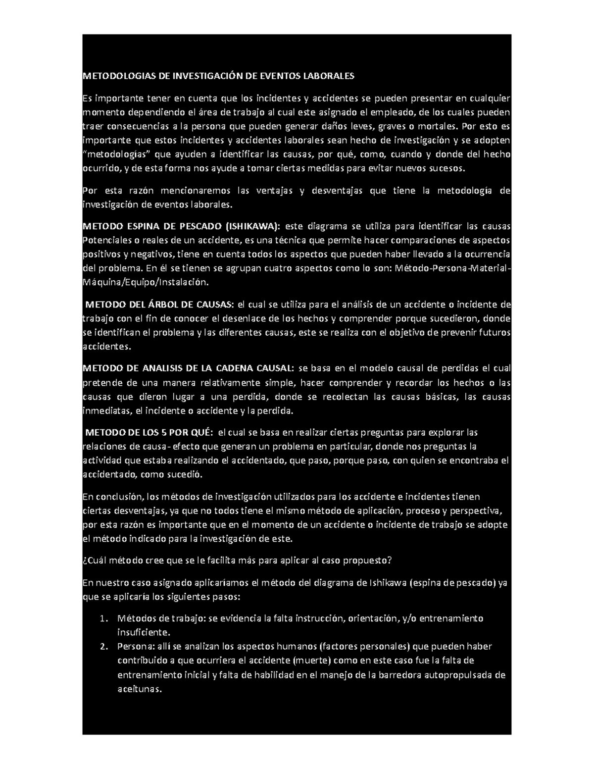 Metodologias DE Investigación DE Eventos Laborales - METODOLOGIAS DE ...