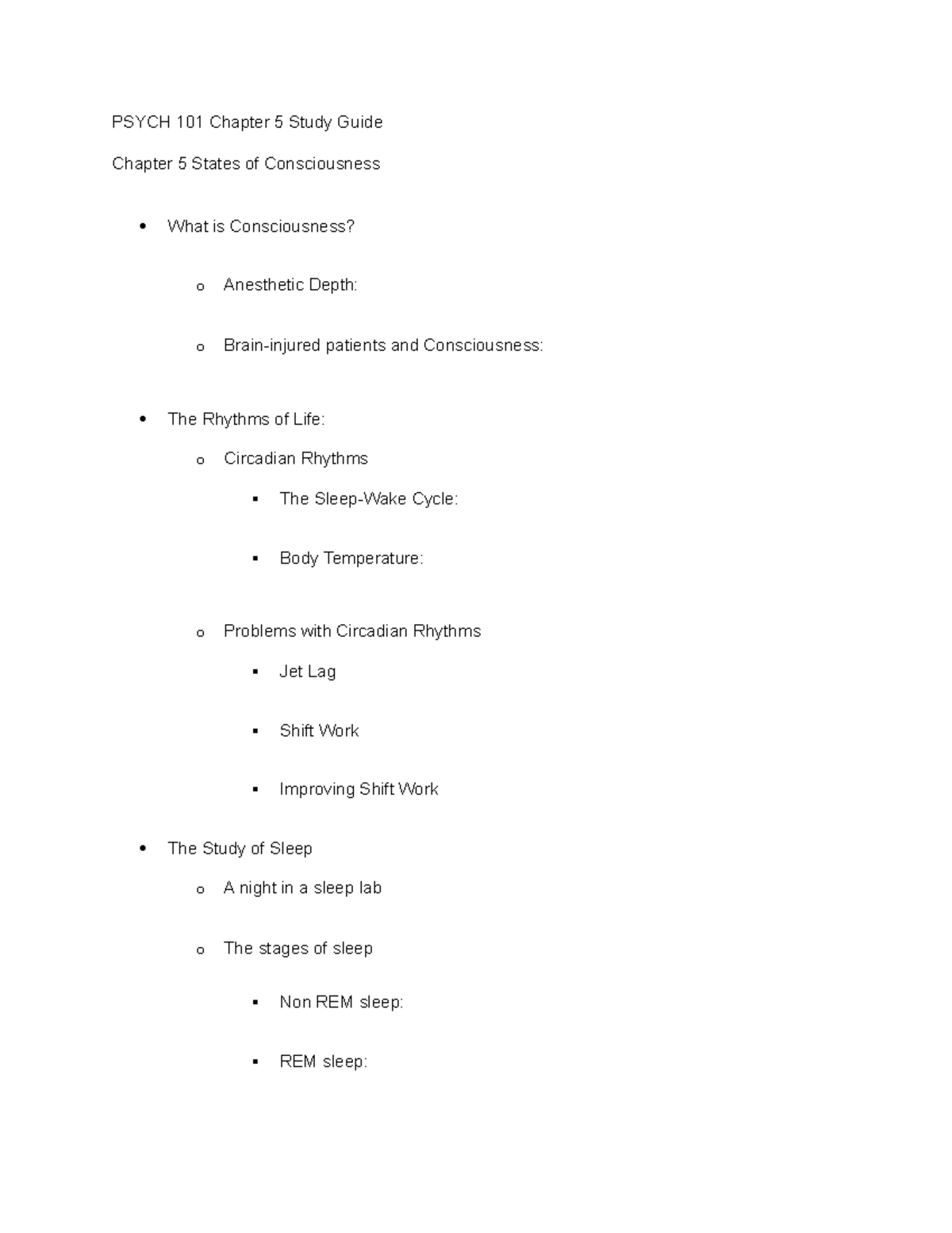 Psych 101 Chapter 5 Study Guide - PSYCH 101 Chapter 5 Study Guide ...