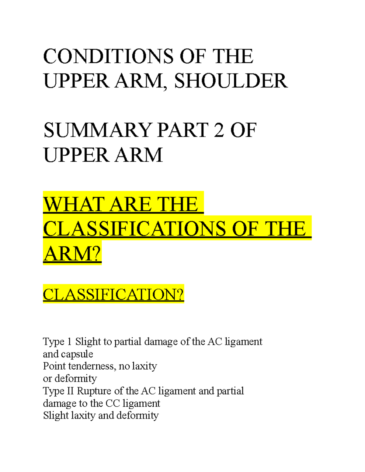 Conditions OF THE Upper ARM - 02 SUM - CONDITIONS OF THE UPPER ARM ...