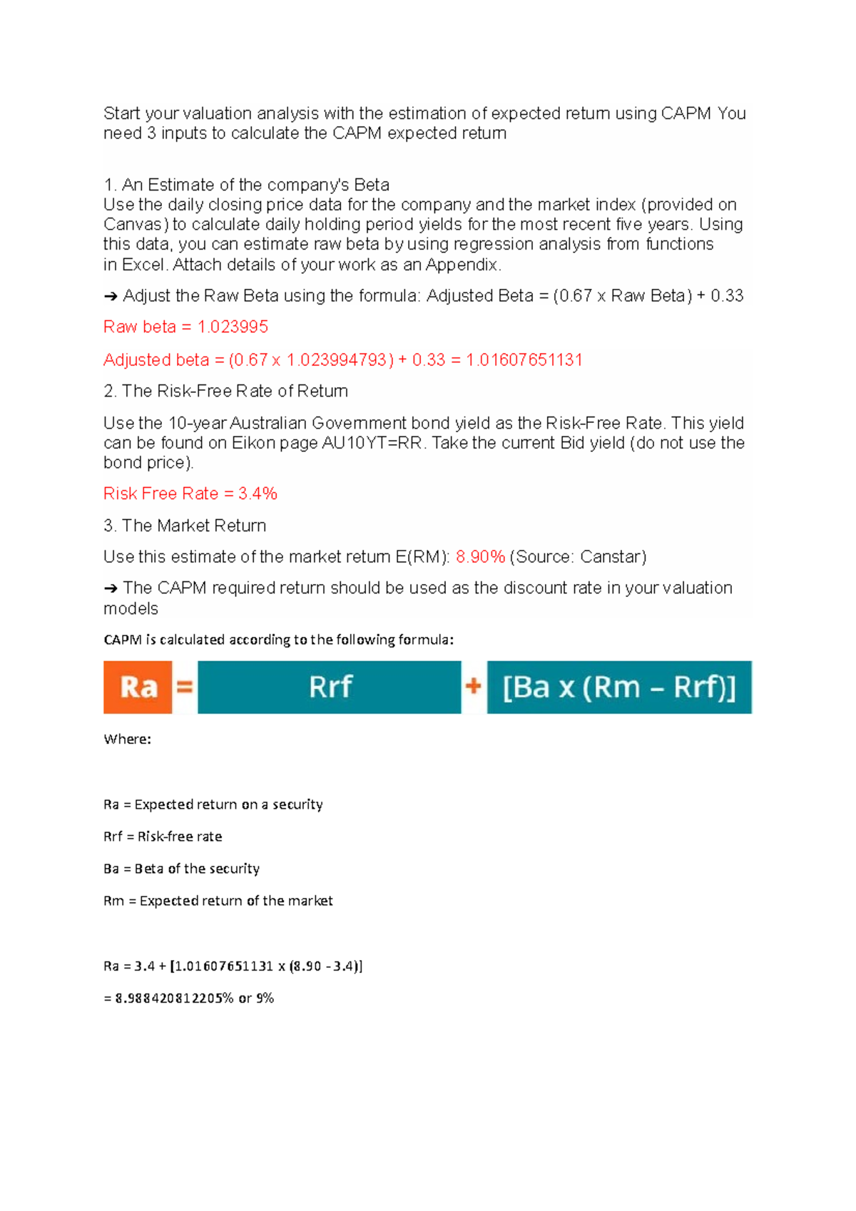 Start your valuation analysis with the estimation of expected return ...