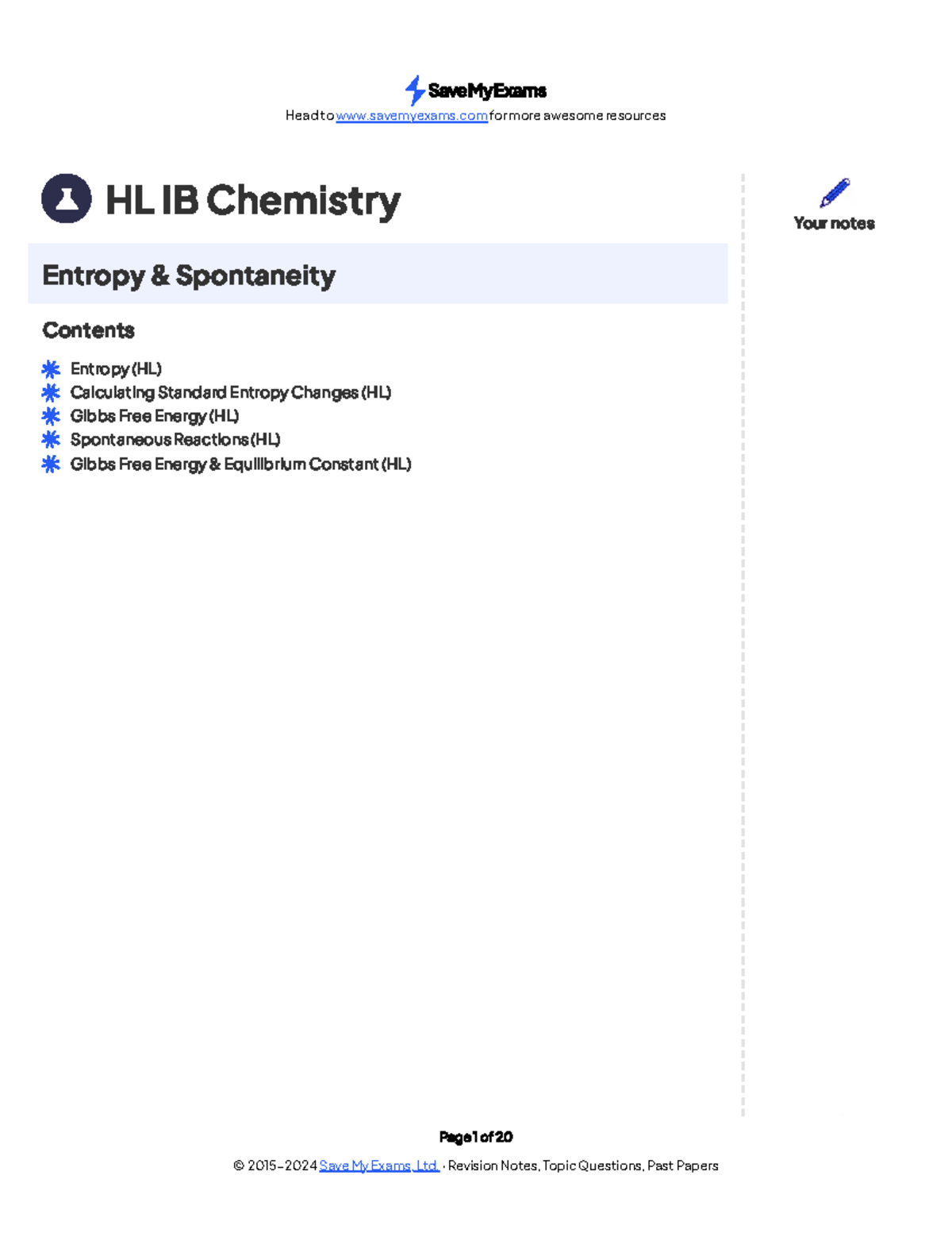 Reactivity 1.4 - HL IB Chemistry Entropy & Spontaneity Contents Entropy ...