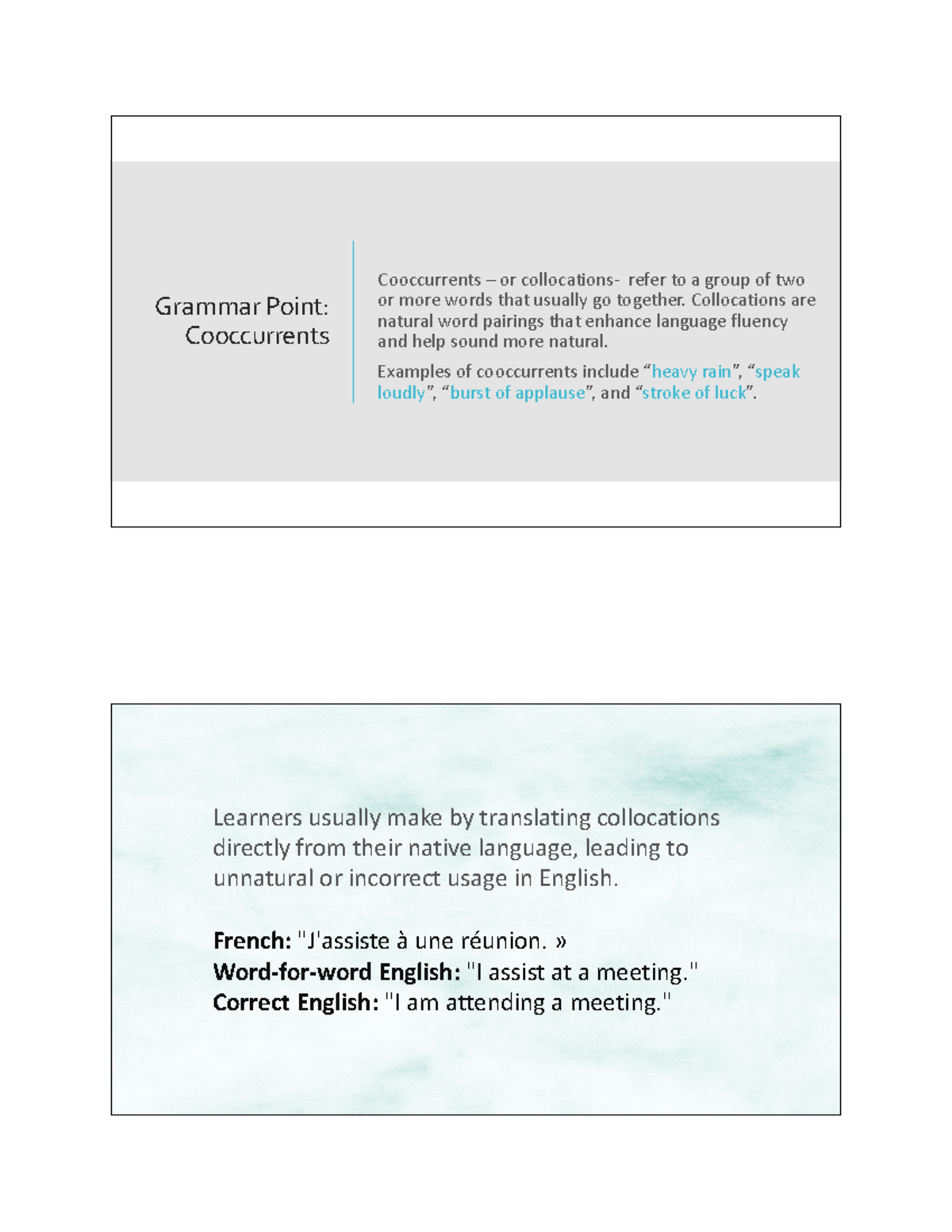 Class 5 - Grammar Point - csdfg - Grammar Point: Cooccurrents ...