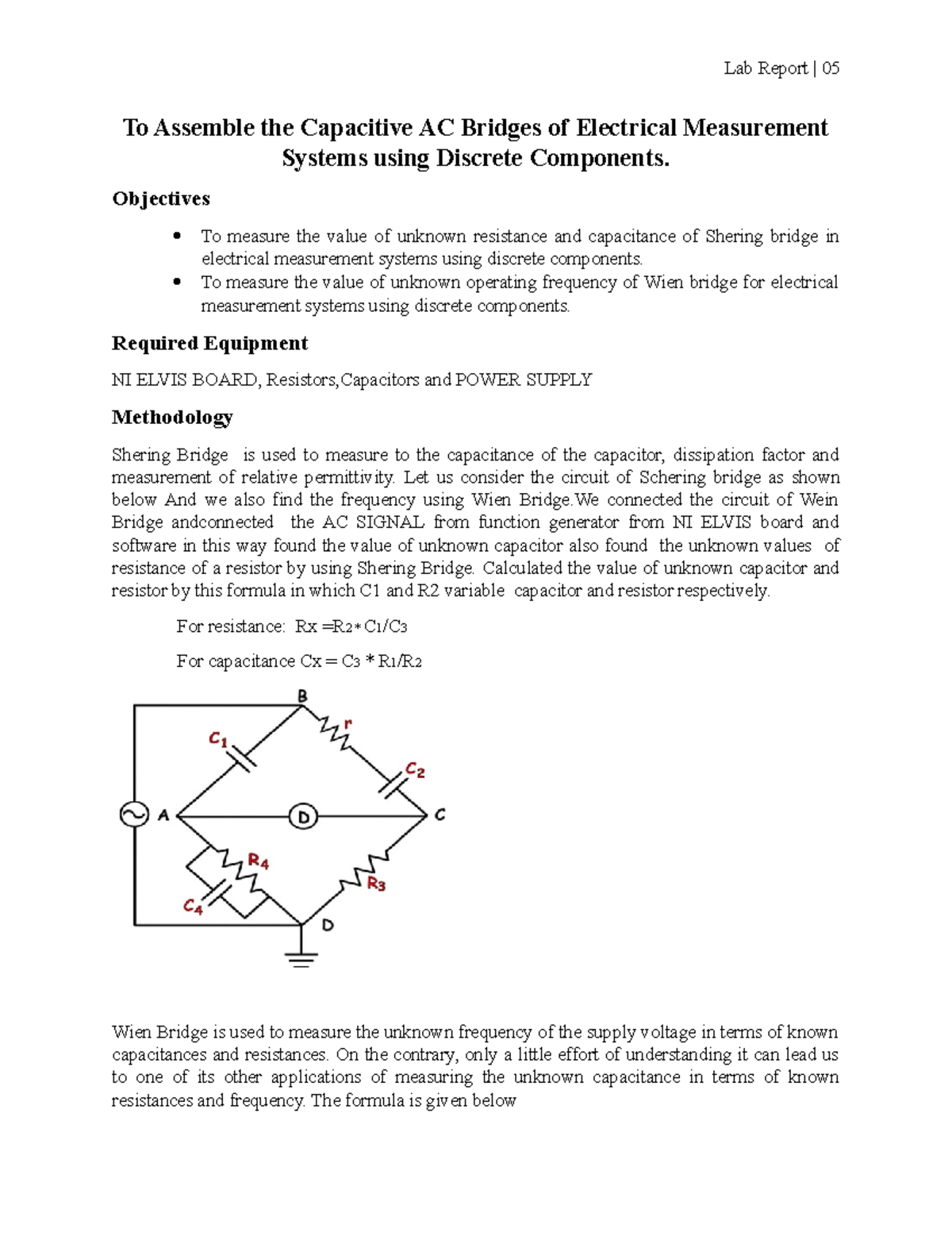 electric measurement and instrumentation lab No5 - Lab Report | 05 To ...