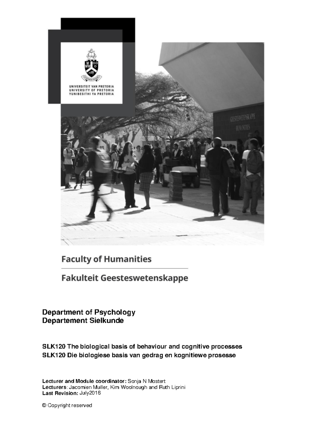 SLK120 Study guide 2016 ENG - Department of Psychology Departement ...