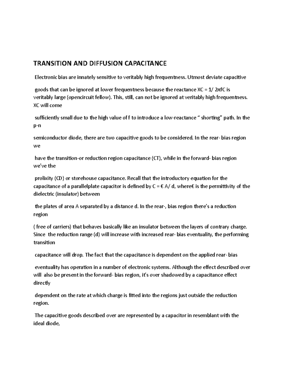 Transition AND Diffusion Capacitance - TRANSITION AND DIFFUSION ...