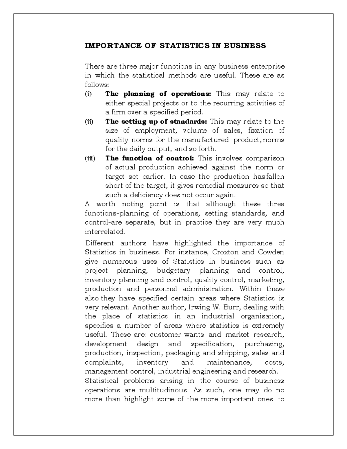 Importance AND Limitations OF Statistics IN Business-Business ...