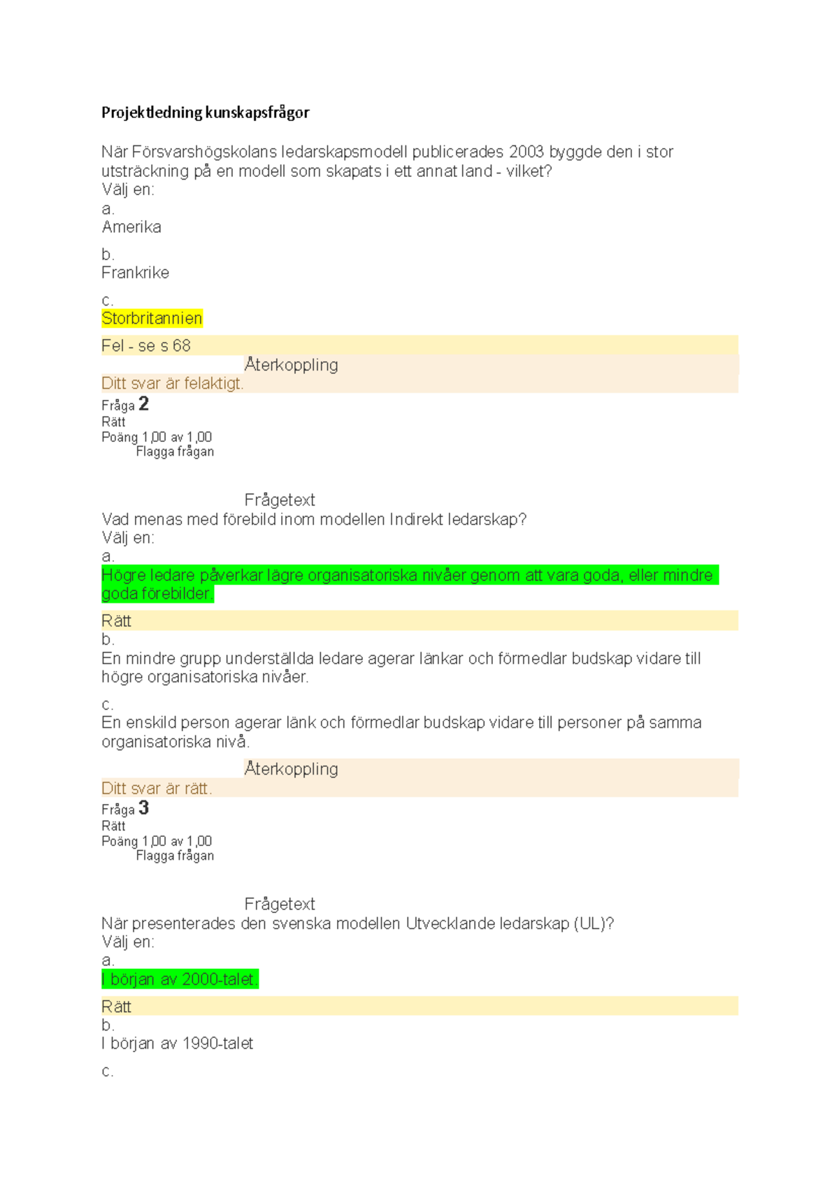 Projektledning kunskapsfrågor delvis - Projektledning kunskapsfrågor ...