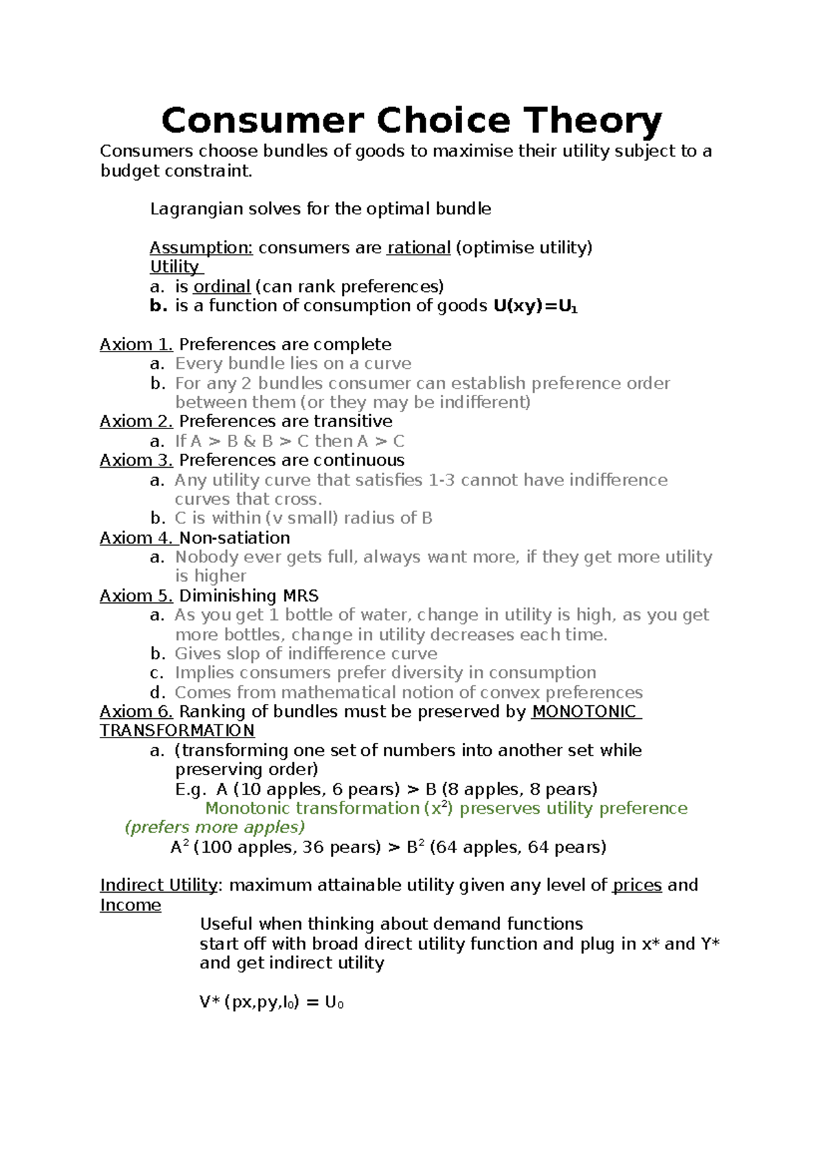 Consumer Choice Theory, Demand & Minimum Wage Lecture Notes - Consumer ...