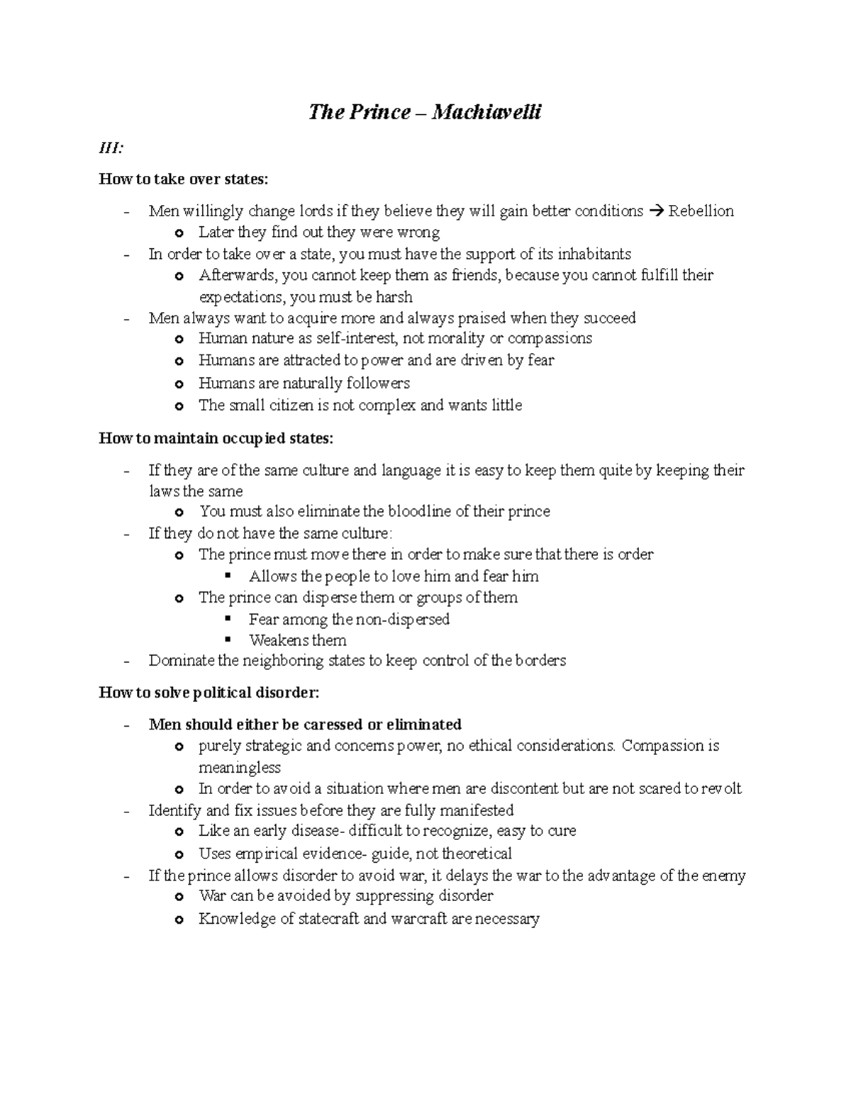 Machiavelli summary - The Prince - The Prince Machiavelli How to take ...