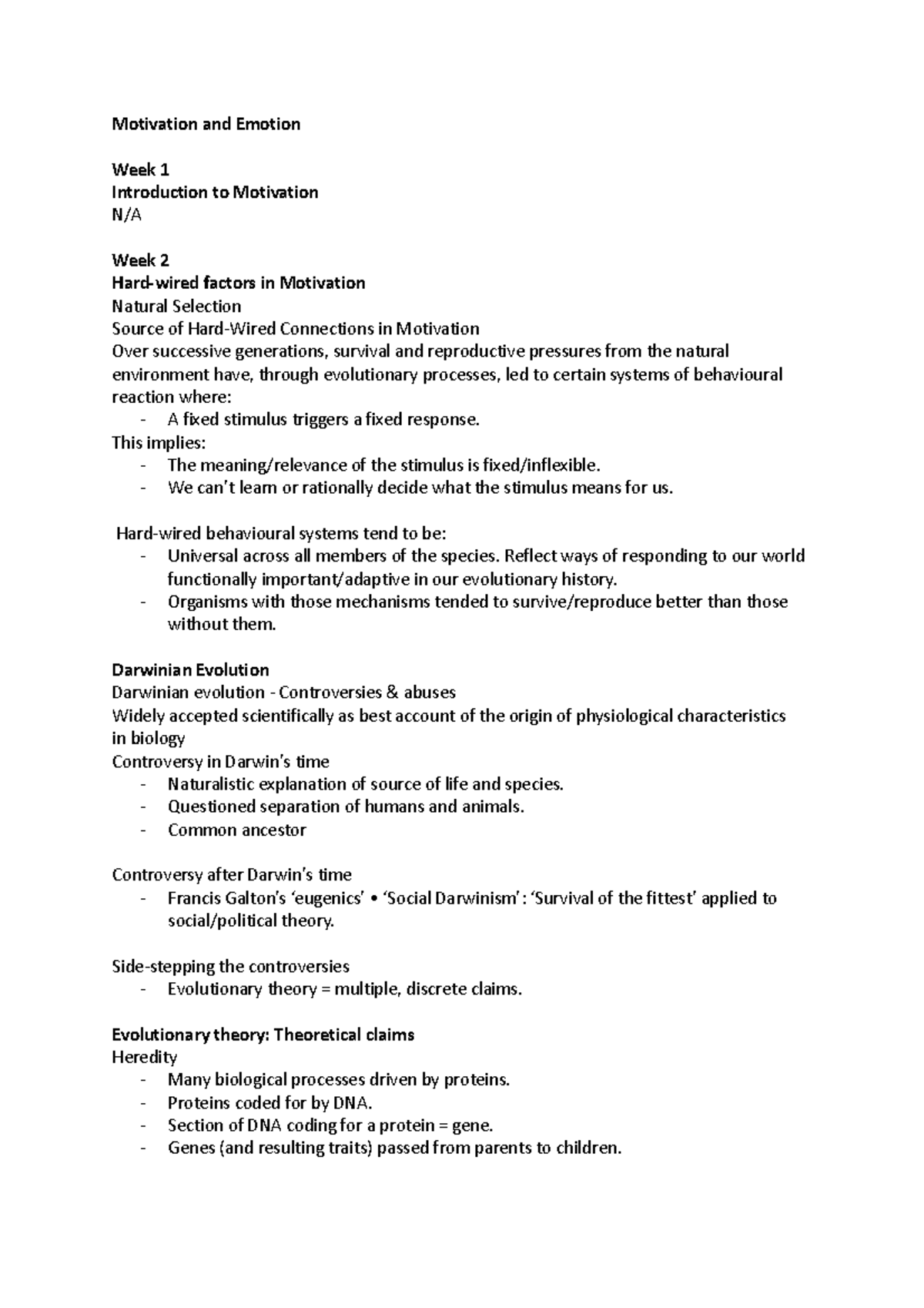 Motivation and Emotion - Motivation and Emotion Week 1 Introduction to ...