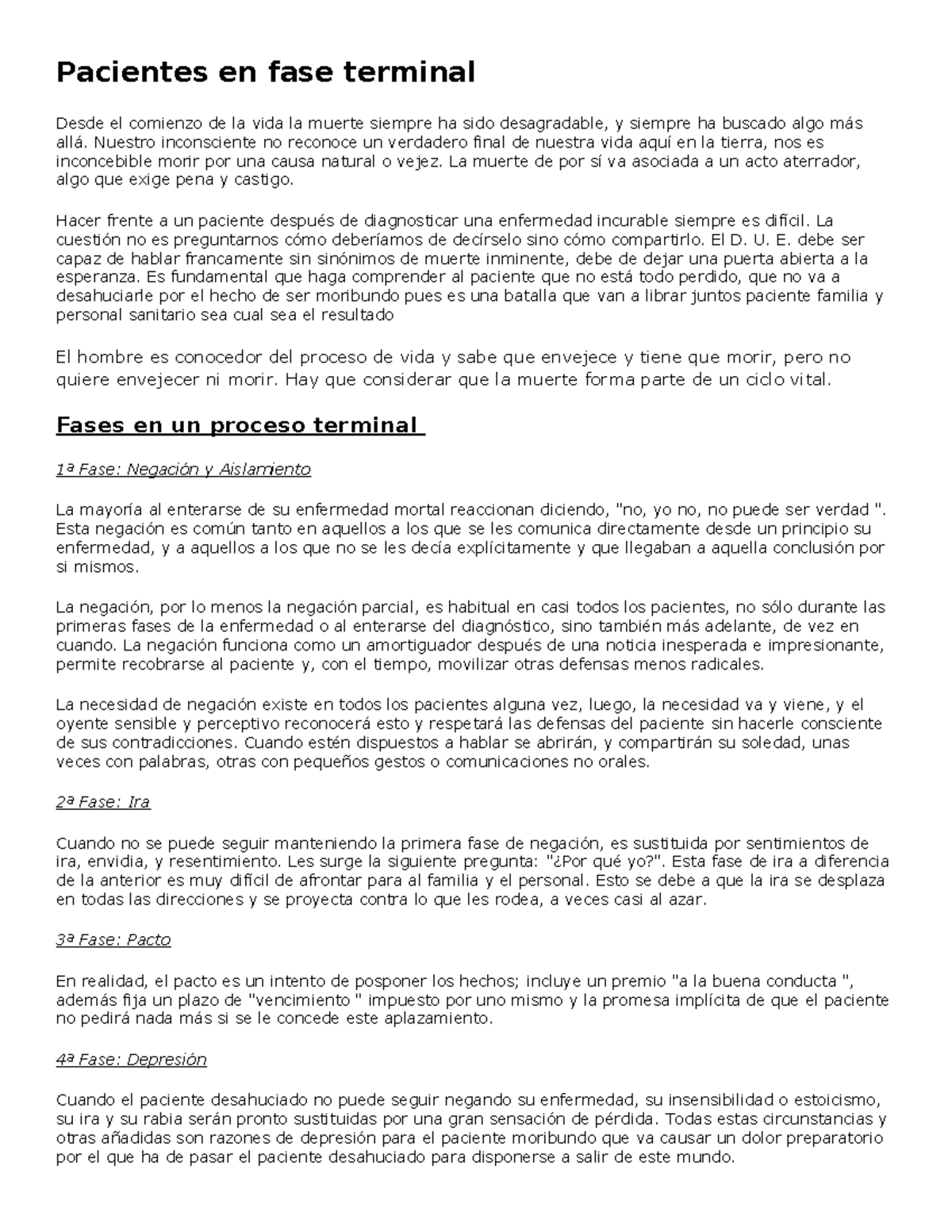 Fases Terminales del paciente moribundo - Pacientes en fase terminal ...