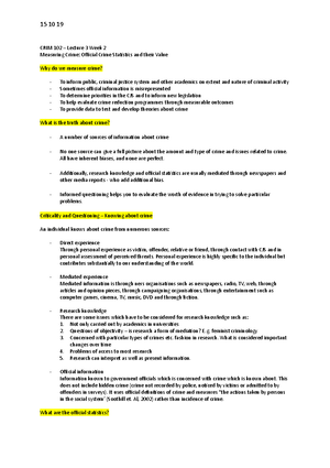 Notes - Criminology 322 Crime and Media Workshop Notes 15 Oscola ...