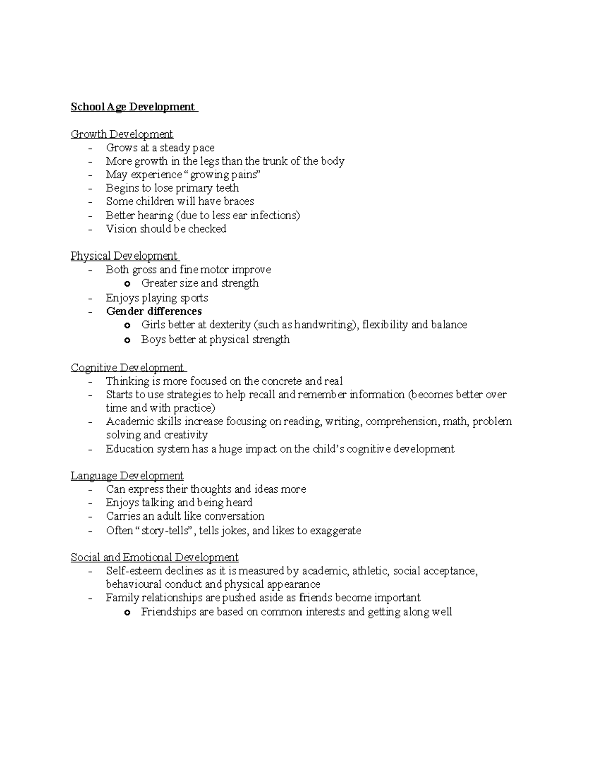 School Age Development - School Age Development Growth Development ...