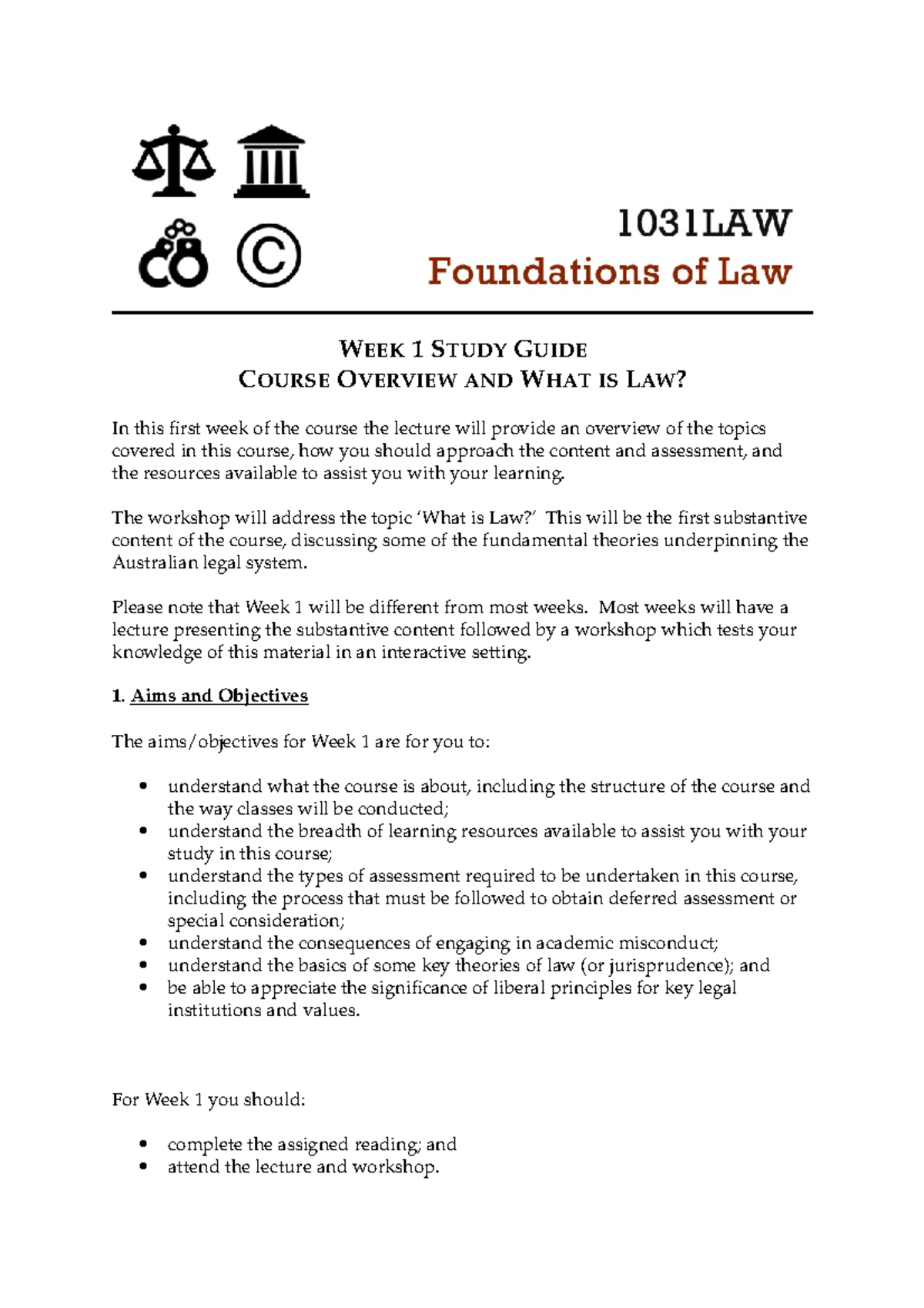 Study Guides for Weeks 1 - WEEK 1 STUDY GUIDE COURSE OVERVIEW AND WHAT ...