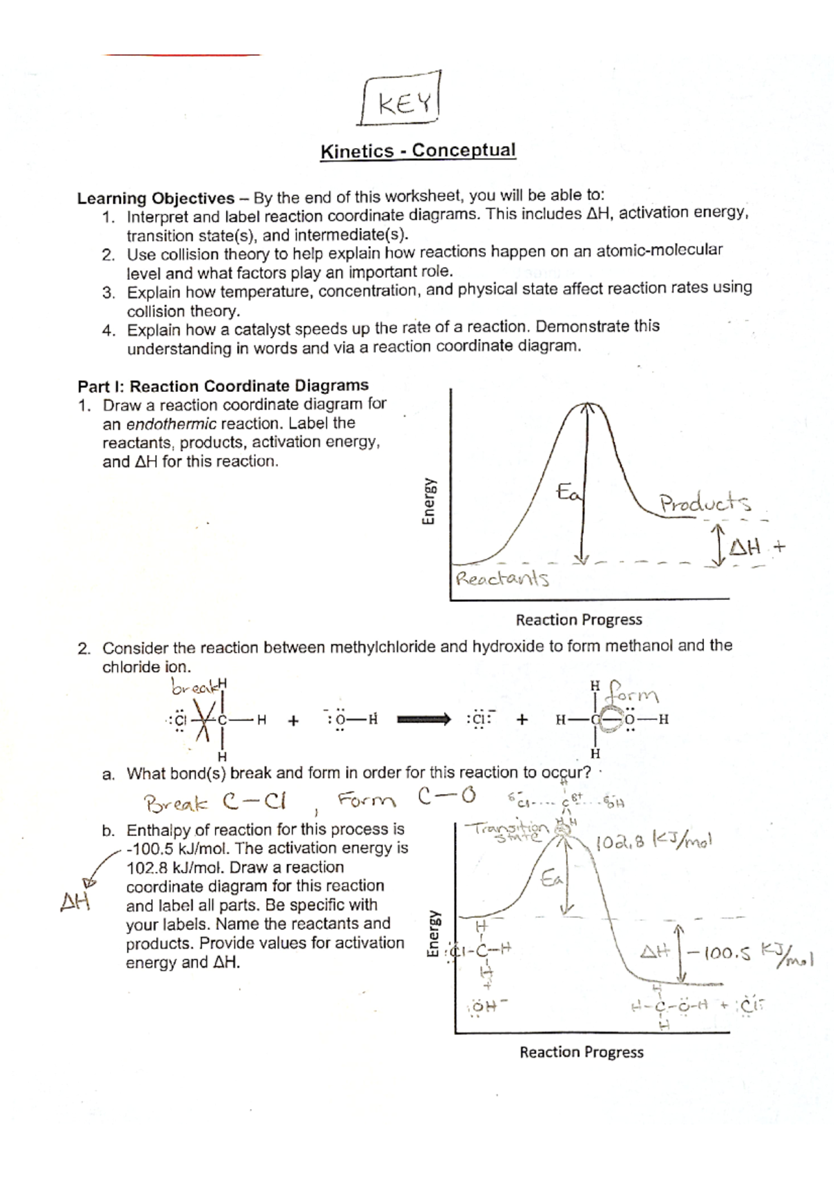 Kinetics Conceptual Worksheet Key - CHEM 1212 - Studocu
