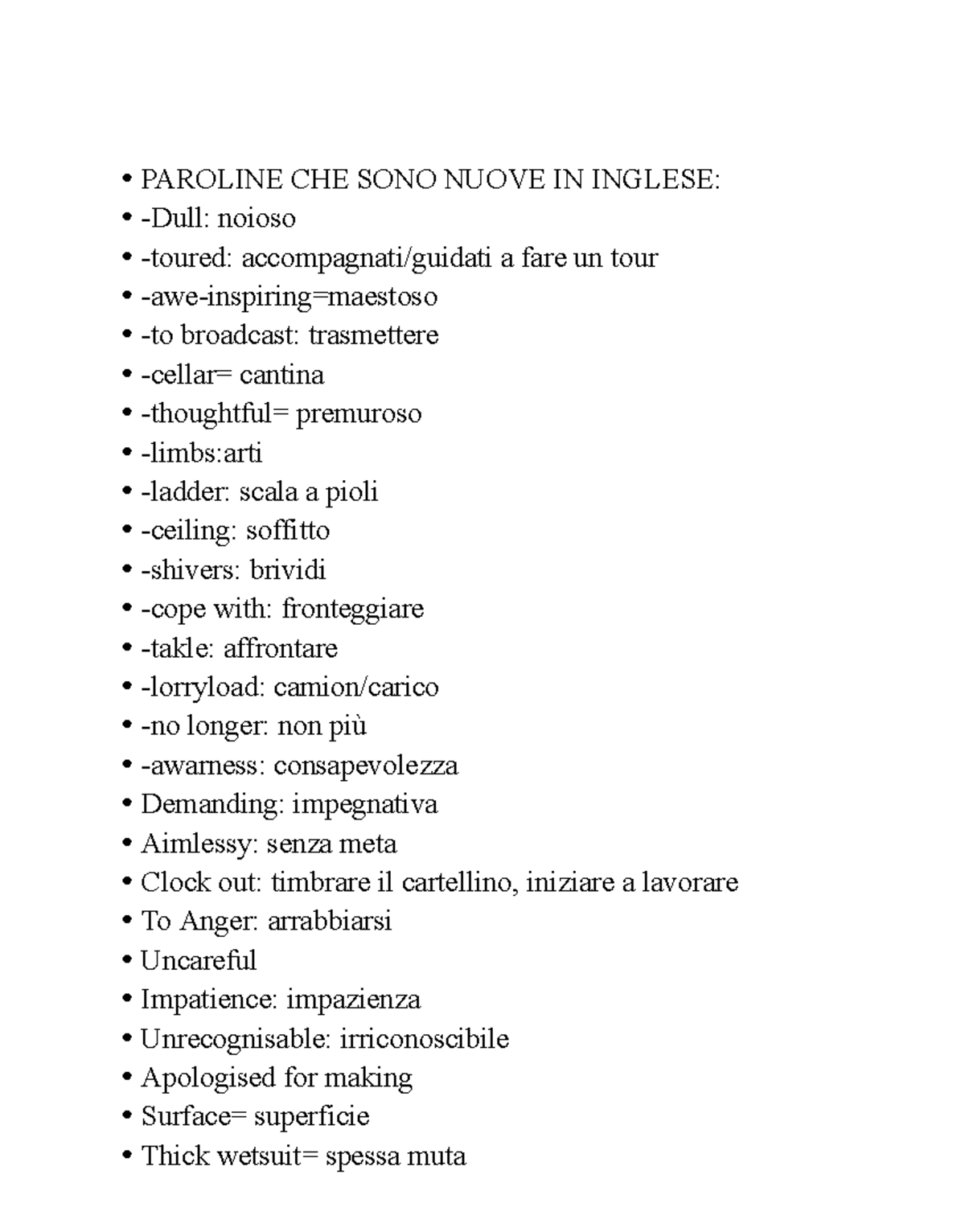 Parole PER IL QUIZ DI Inglese - • PAROLINE CHE SONO NUOVE IN INGLESE ...