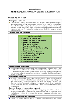 Field Study 2 Learning Episode 10 WRITING MY LEARNING / LESSON PLANS - LEARNING EPISODE 10 ...