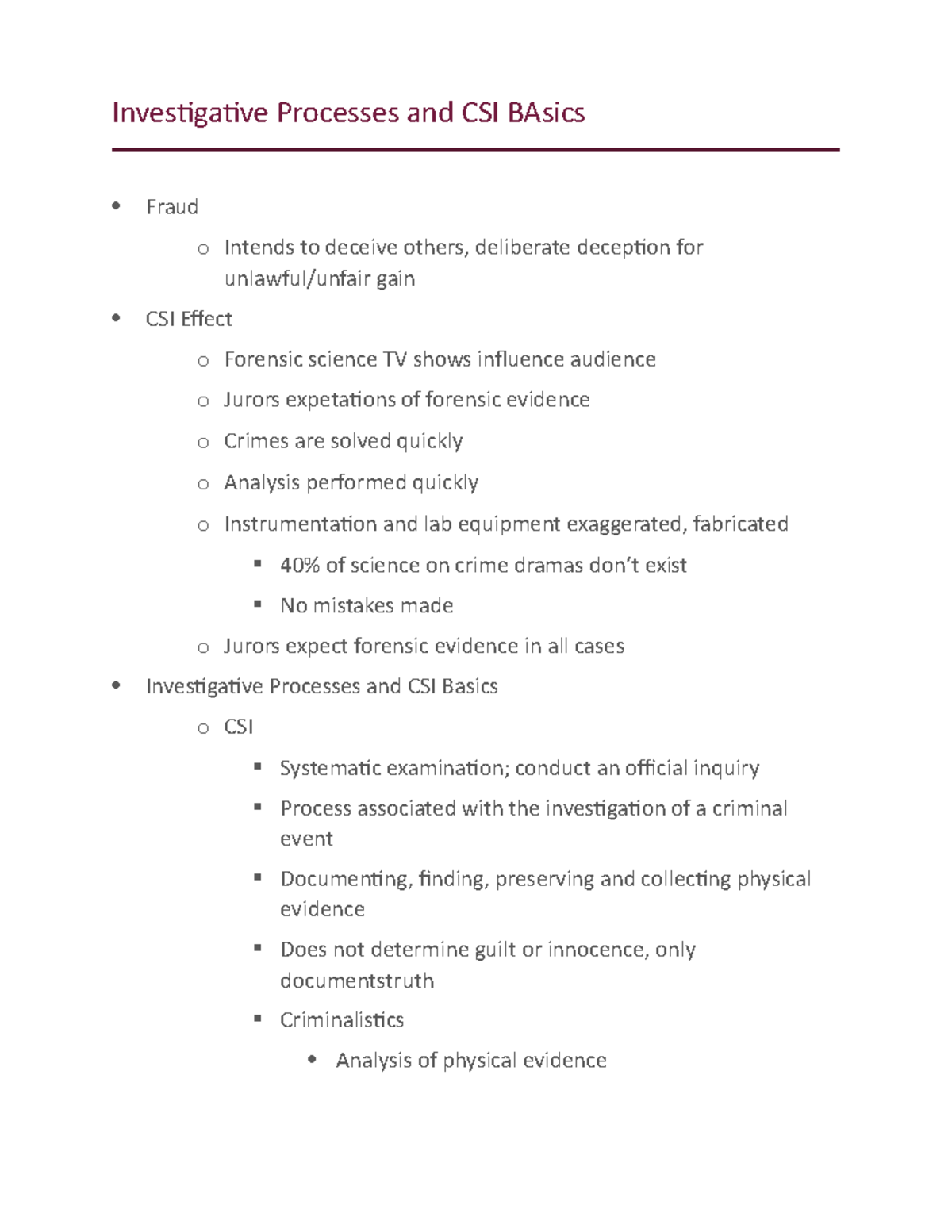 Investigative Processes and CSI BAsics - Surveys scene and notify ...