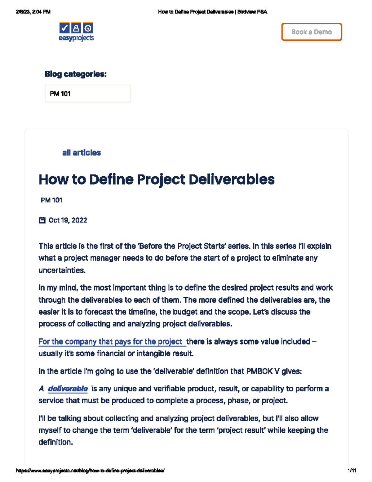 How to Define Project Deliverables - Bsc. mathematics and computer science - Studocu