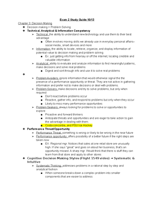 MGMT 301 Study Guide - MANAGEMENT 301- EXAM 1 Study Guide 2014 Chapter ...
