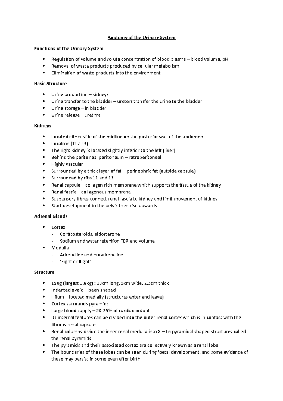 Anatomy of the Urinary System - Anatomy of the Urinary System Functions ...