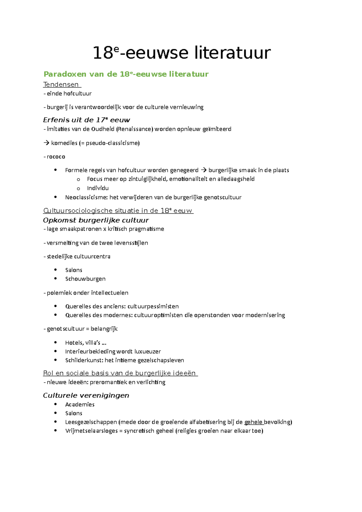 18e eeuwse literatuur - 18 e-eeuwse literatuur Paradoxen van de 18e ...