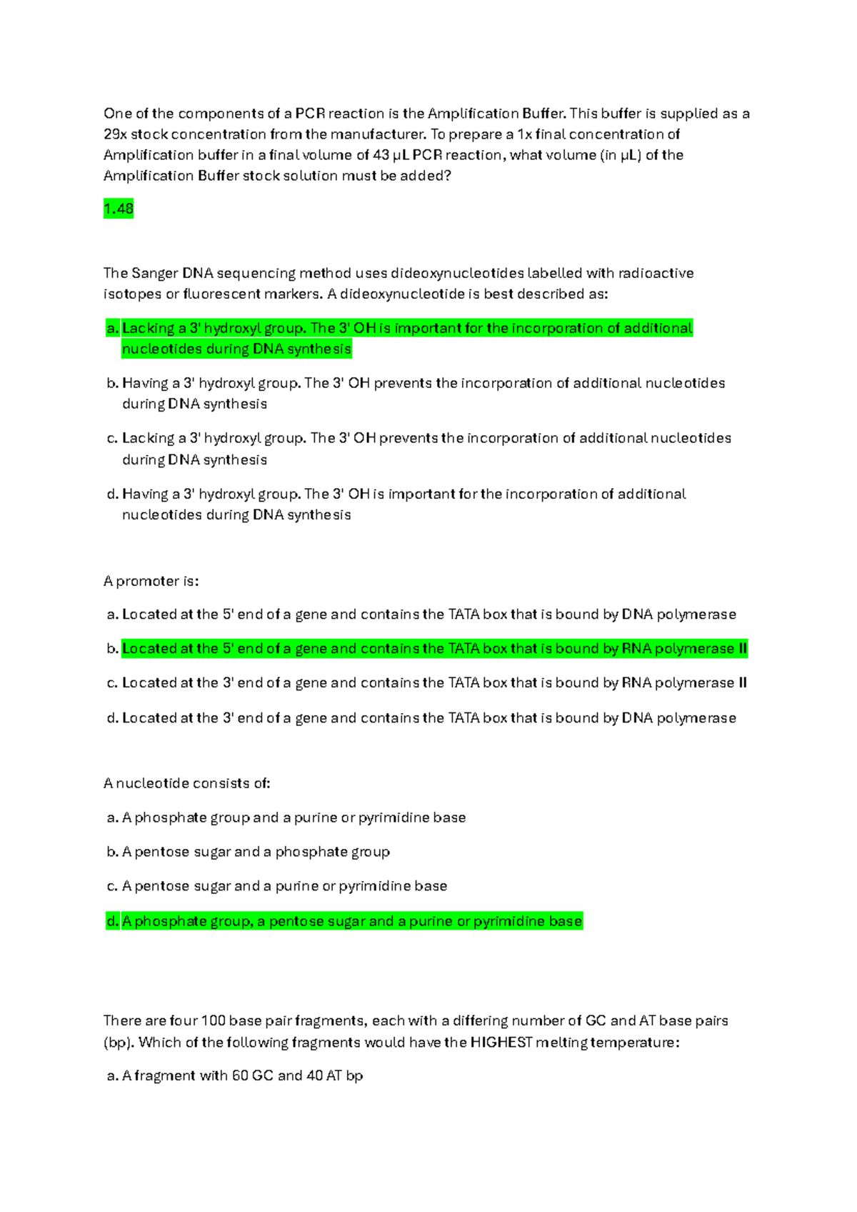 Mol Bio Mid Term - 2024 Mid Term Quix Molecular Biology of the Cell. questions may vary ...
