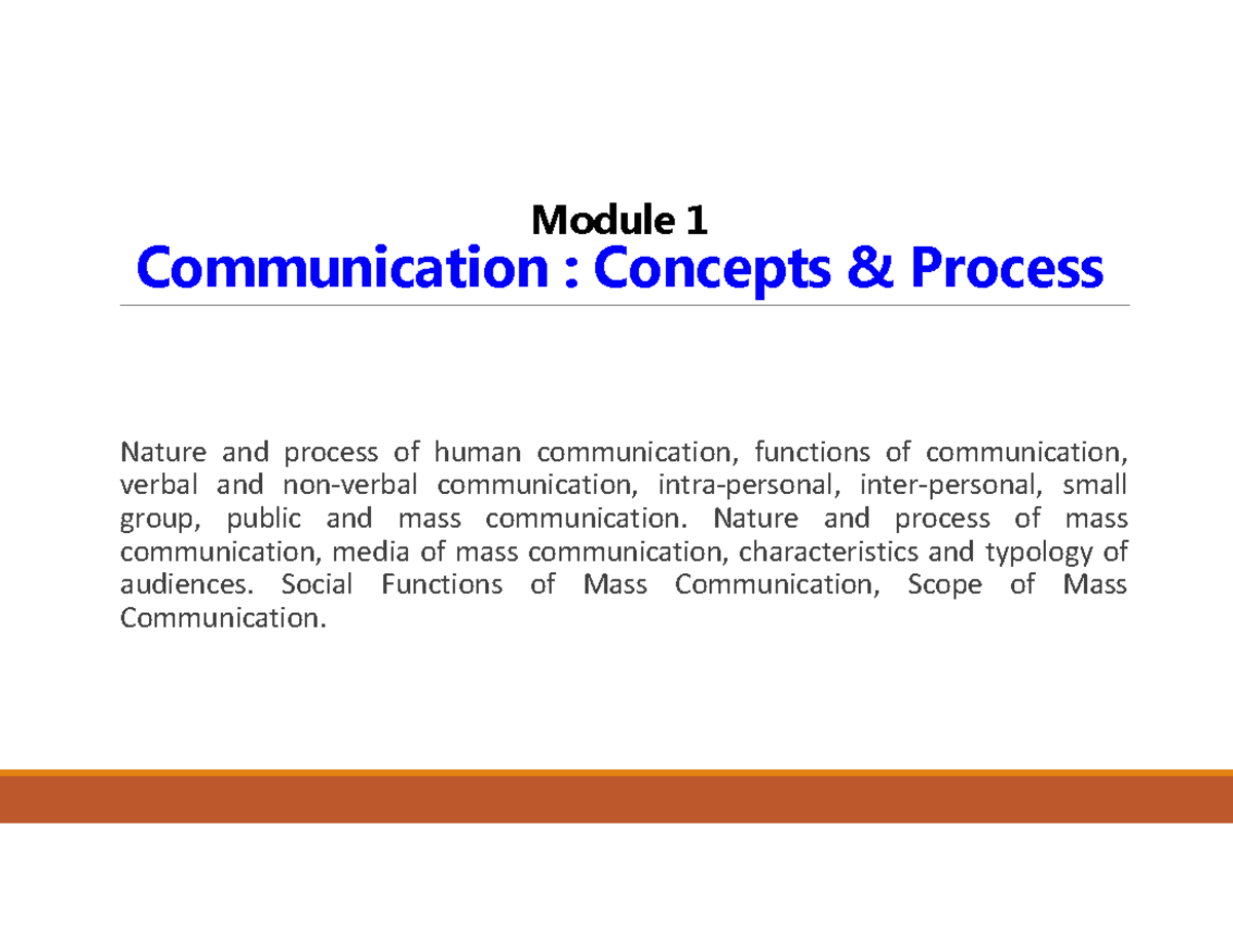 Module 1 - Nature and process of human communication, functions of ...
