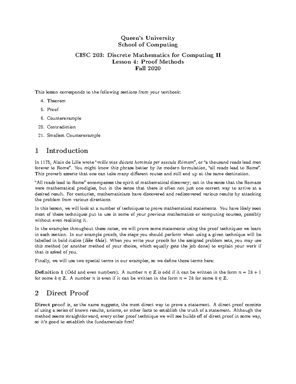 Lesson 4 sad sdad sdsda - Queen’s University School of Computing CISC 203: Discrete Mathematics ...